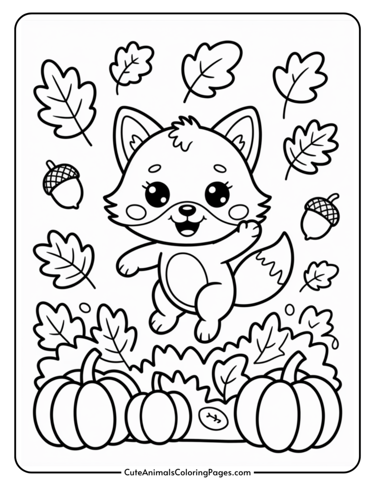 Cute Fall Coloring Pages for Kids (7 Printable PDF Pages) - Cute ...