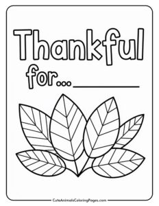 Fall and Thanksgiving Coloring Pages for Kids (5 Pages) - Cute Animals ...