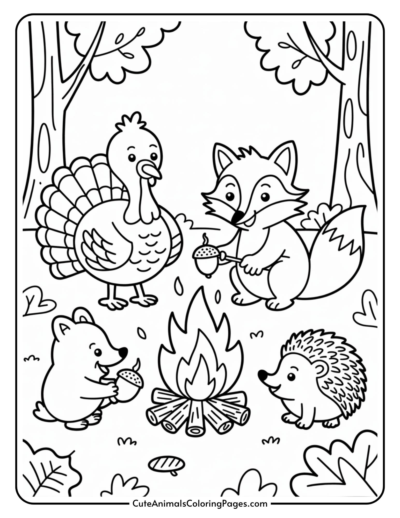 Fall Animals Coloring Pages Your Kids Will Love (5 Pages) - Cute ...