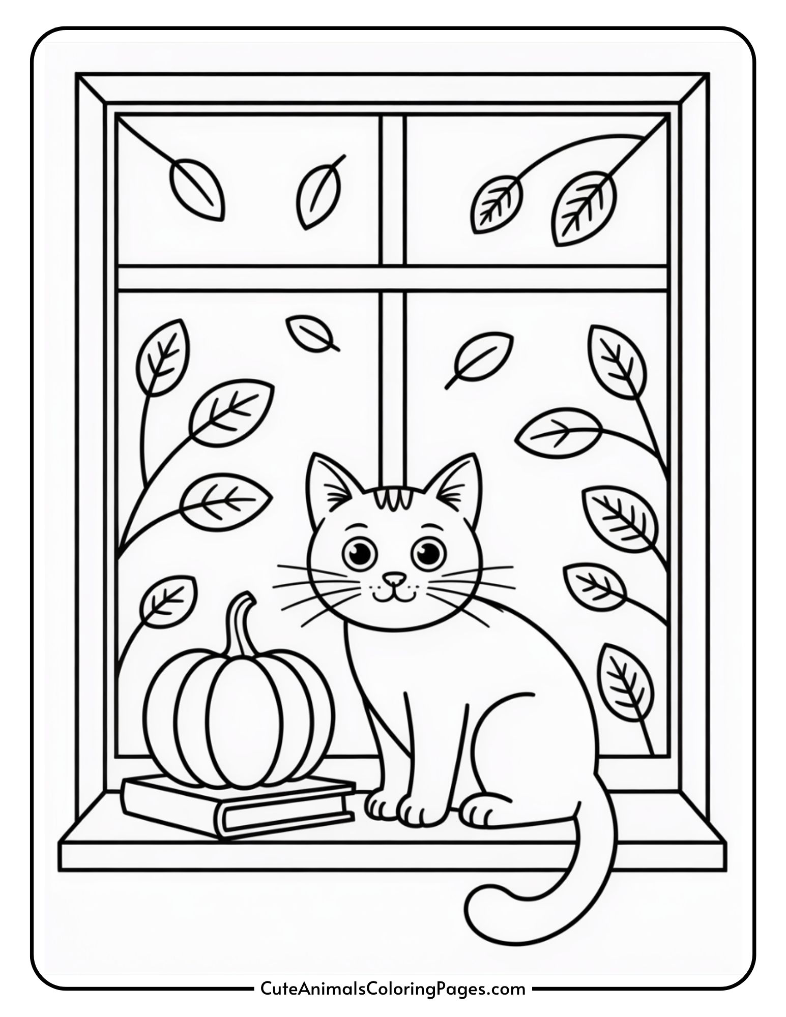 Fall Cat Coloring Pages to Color (9 Free Printables) - Cute Animals ...