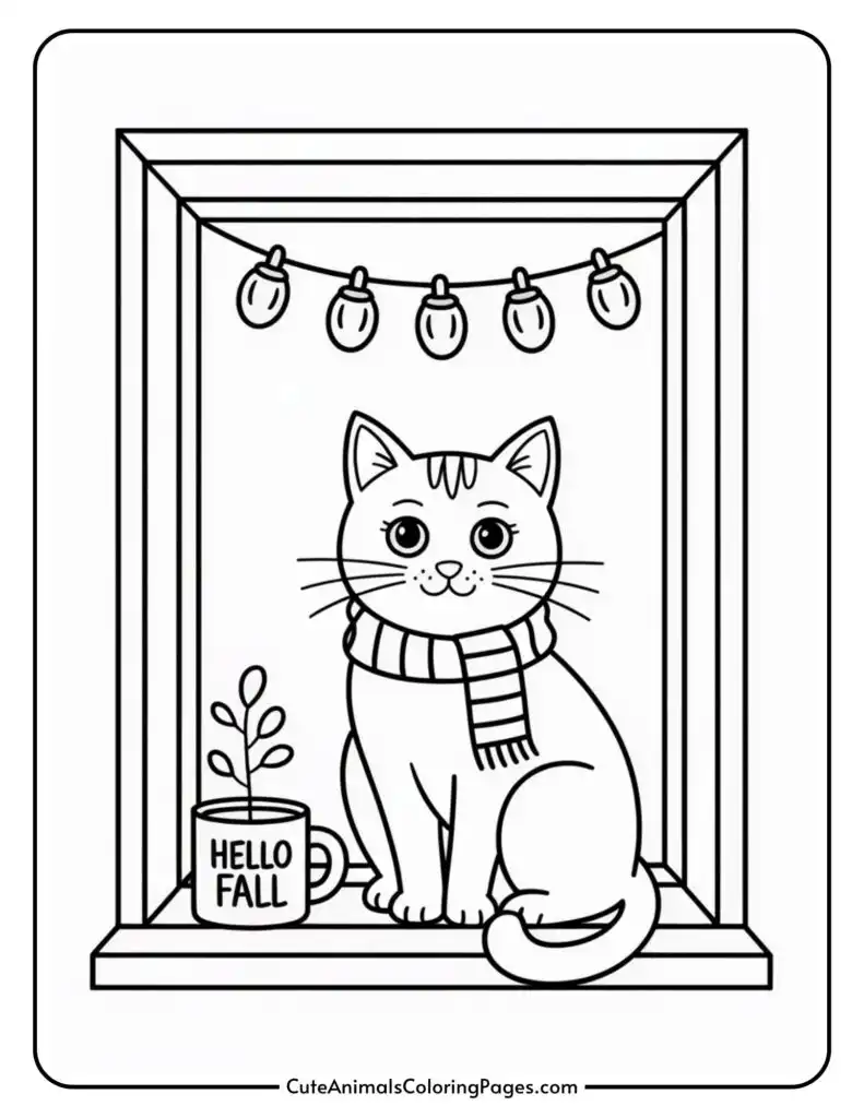 Fall Cat Coloring Pages to Color (9 Free Printables) - Cute Animals ...