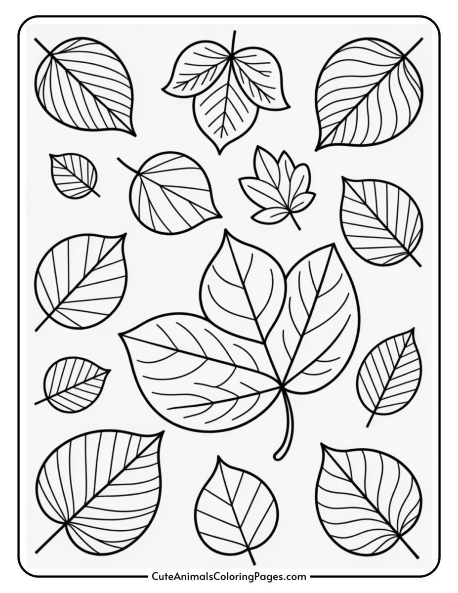 Fall Foliage Coloring Pages (8 Pages to Print) - Cute Animals Coloring ...
