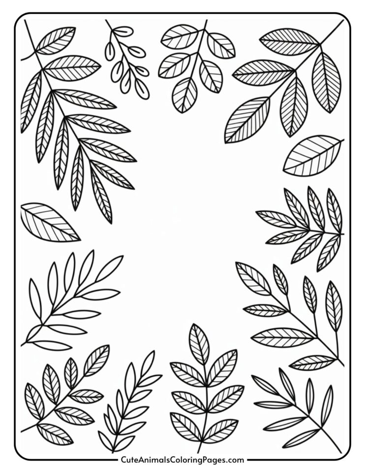 Fall Foliage Coloring Pages (8 Pages to Print) - Cute Animals Coloring ...