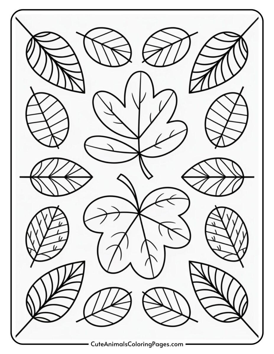 Fall Foliage Coloring Pages (8 Pages to Print) - Cute Animals Coloring ...