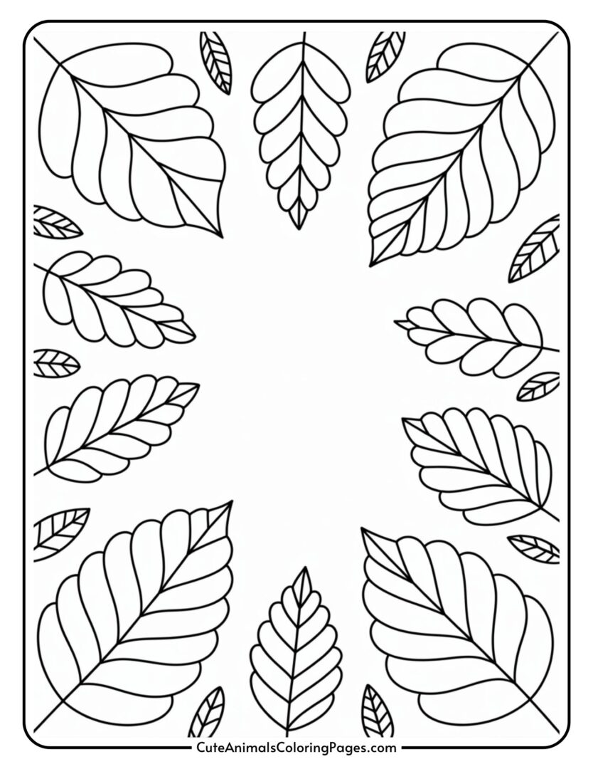 Fall Foliage Coloring Pages (8 Pages to Print) - Cute Animals Coloring ...