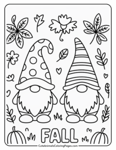 Fall Gnome Coloring Pages (6 PDF Printable Pages) - Cute Animals ...
