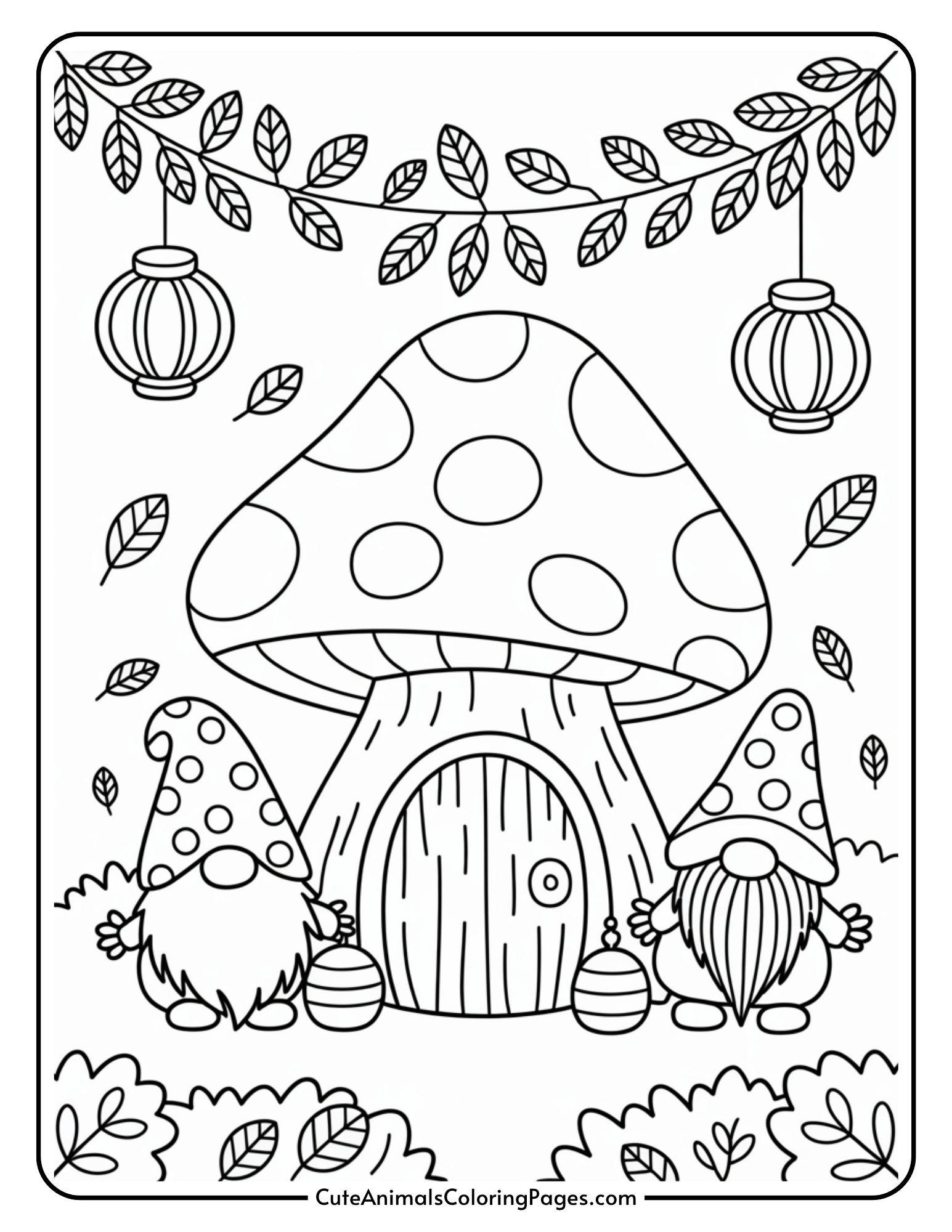 Fall Gnome Coloring Pages (6 PDF Printable Pages) - Cute Animals ...
