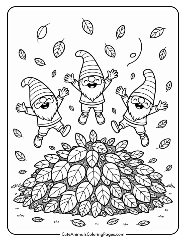 Fall Gnome Coloring Pages (6 PDF Printable Pages) - Cute Animals ...