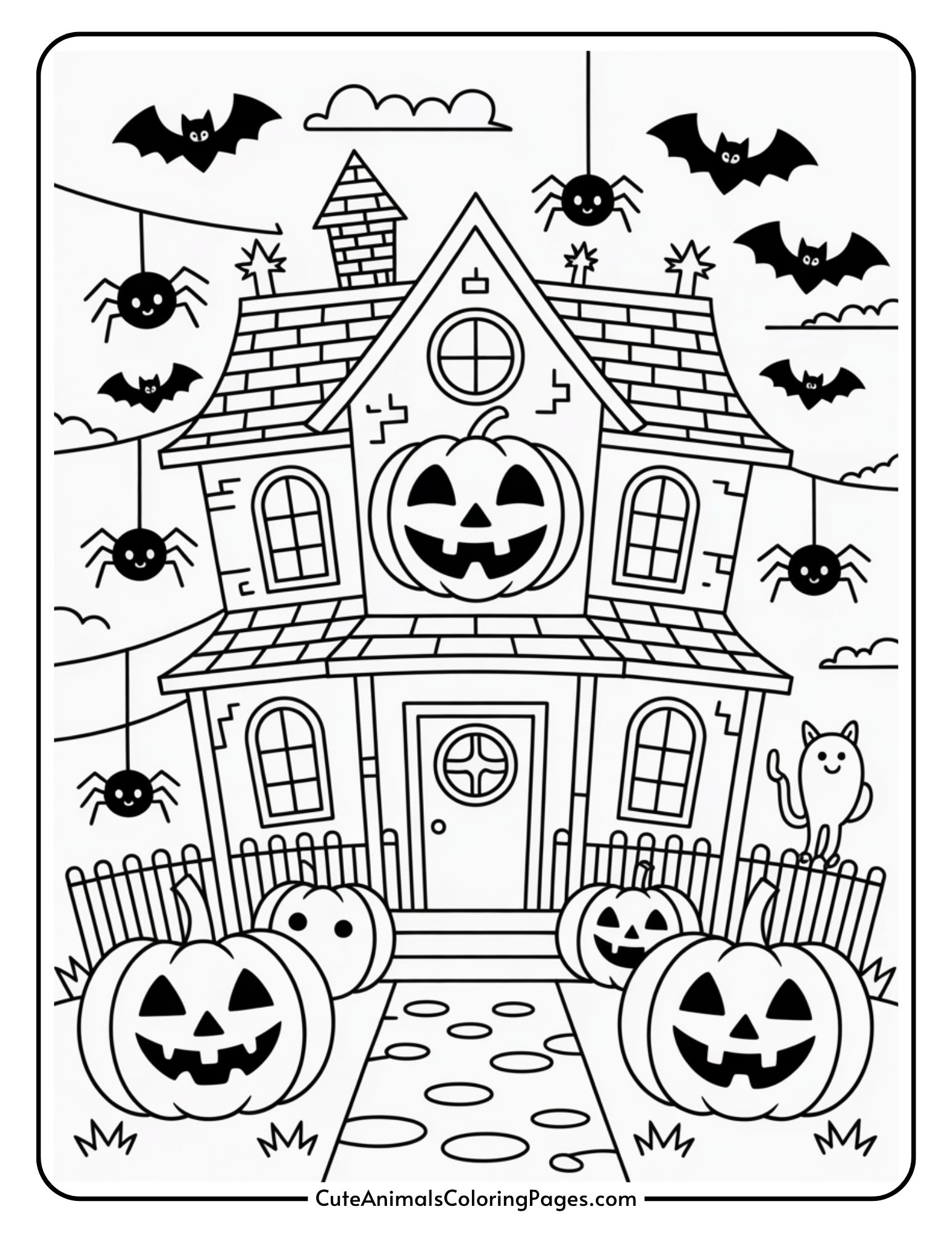 Fall Halloween Coloring Pages for Kids (8 Free Pages) - Cute Animals ...