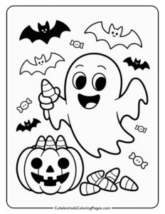Fall Halloween Coloring Pages for Kids (8 Free Pages) - Cute Animals ...