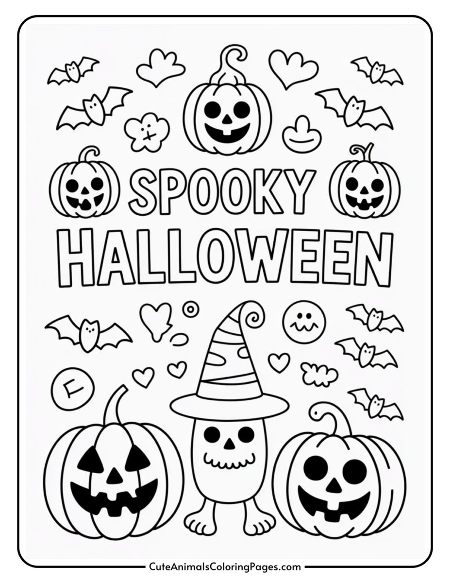 Fall Halloween Coloring Pages for Kids (8 Free Pages) - Cute Animals ...