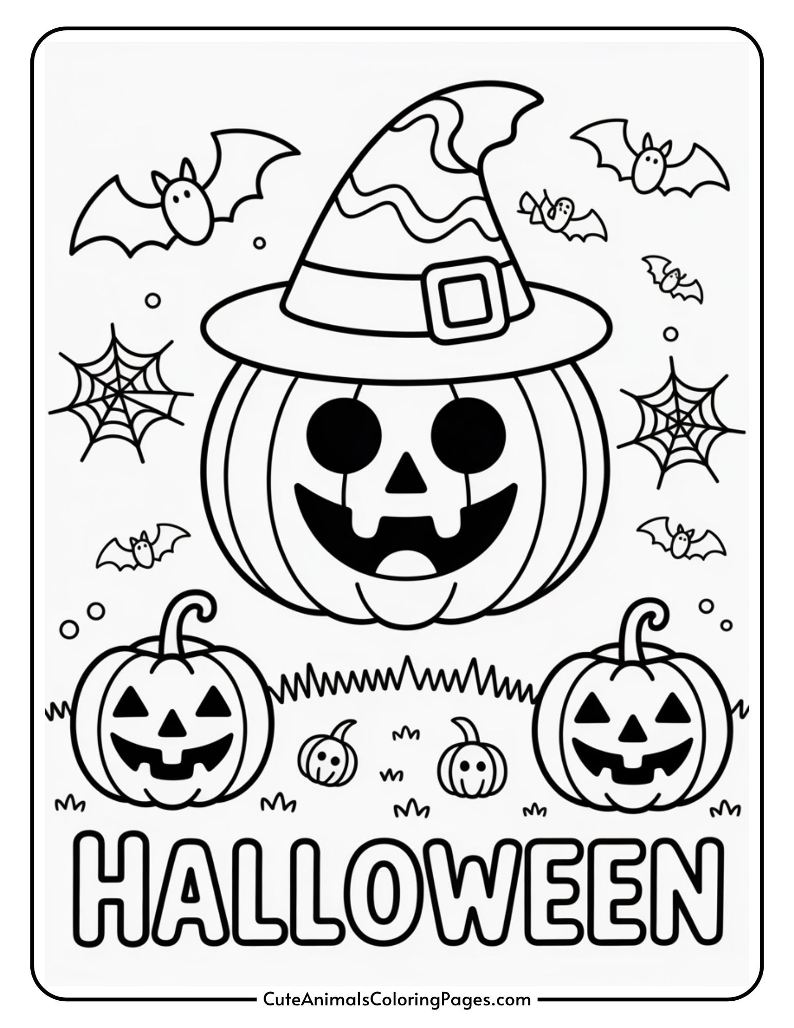 Fall Halloween Coloring Pages for Kids (8 Free Pages) - Cute Animals ...