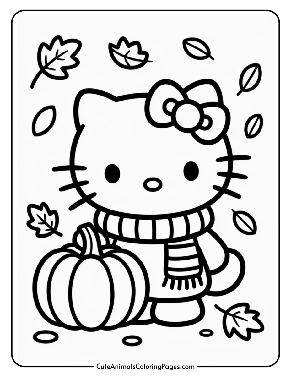 Fall Hello Kitty Coloring Pages (10 PDF Pages) - Cute Animals Coloring ...