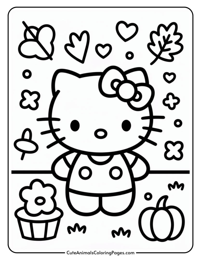 Fall Hello Kitty Coloring Pages (10 PDF Pages) - Cute Animals Coloring ...