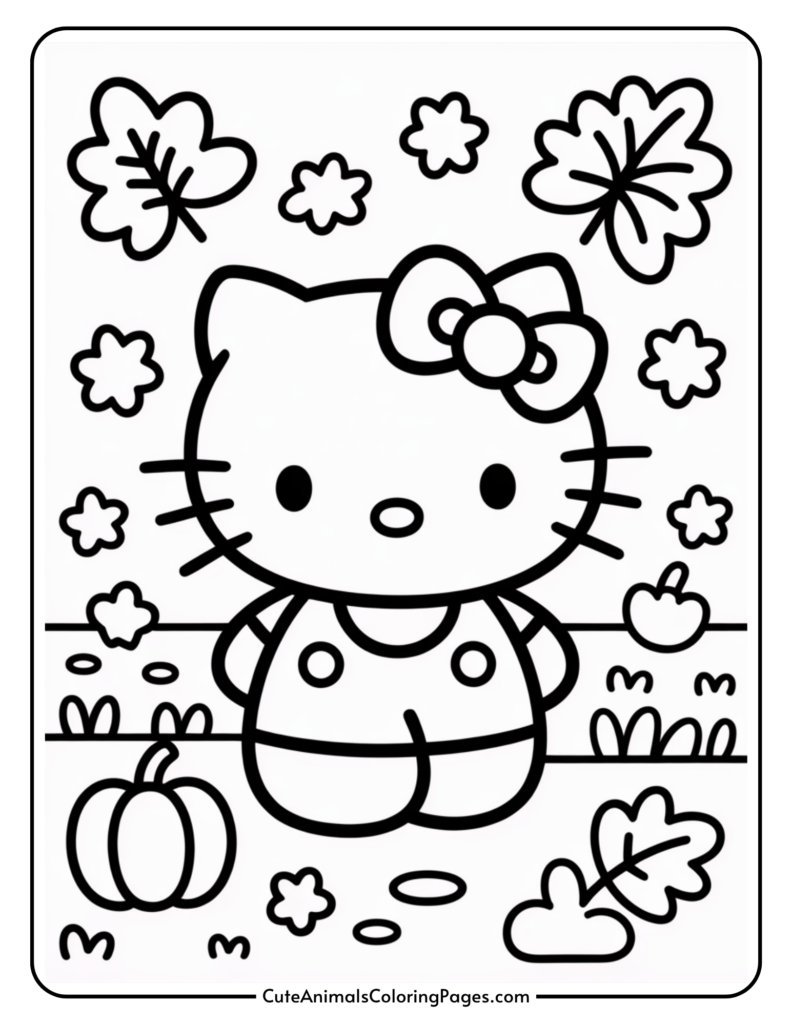 Fall Hello Kitty Coloring Pages (10 PDF Pages) - Cute Animals Coloring ...