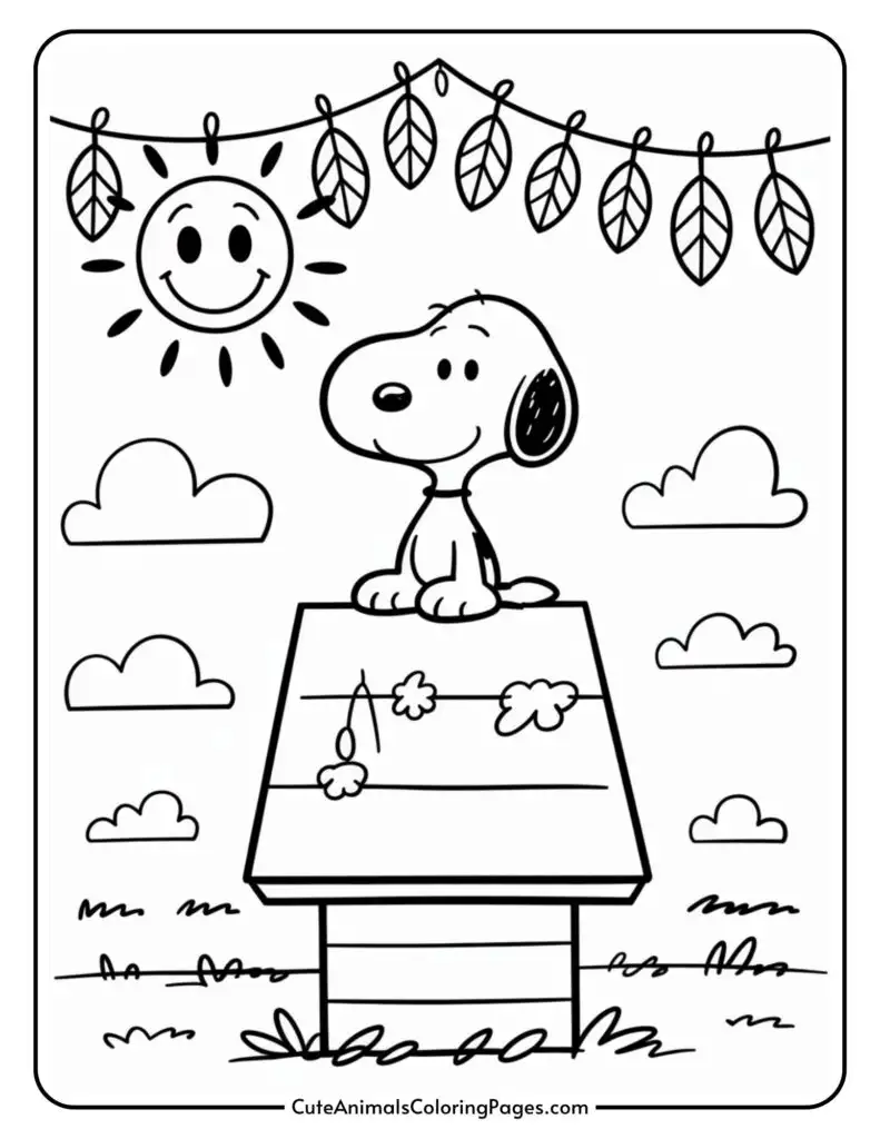 Fall Snoopy Coloring Pages (6 Free Printable Pages) - Cute Animals ...