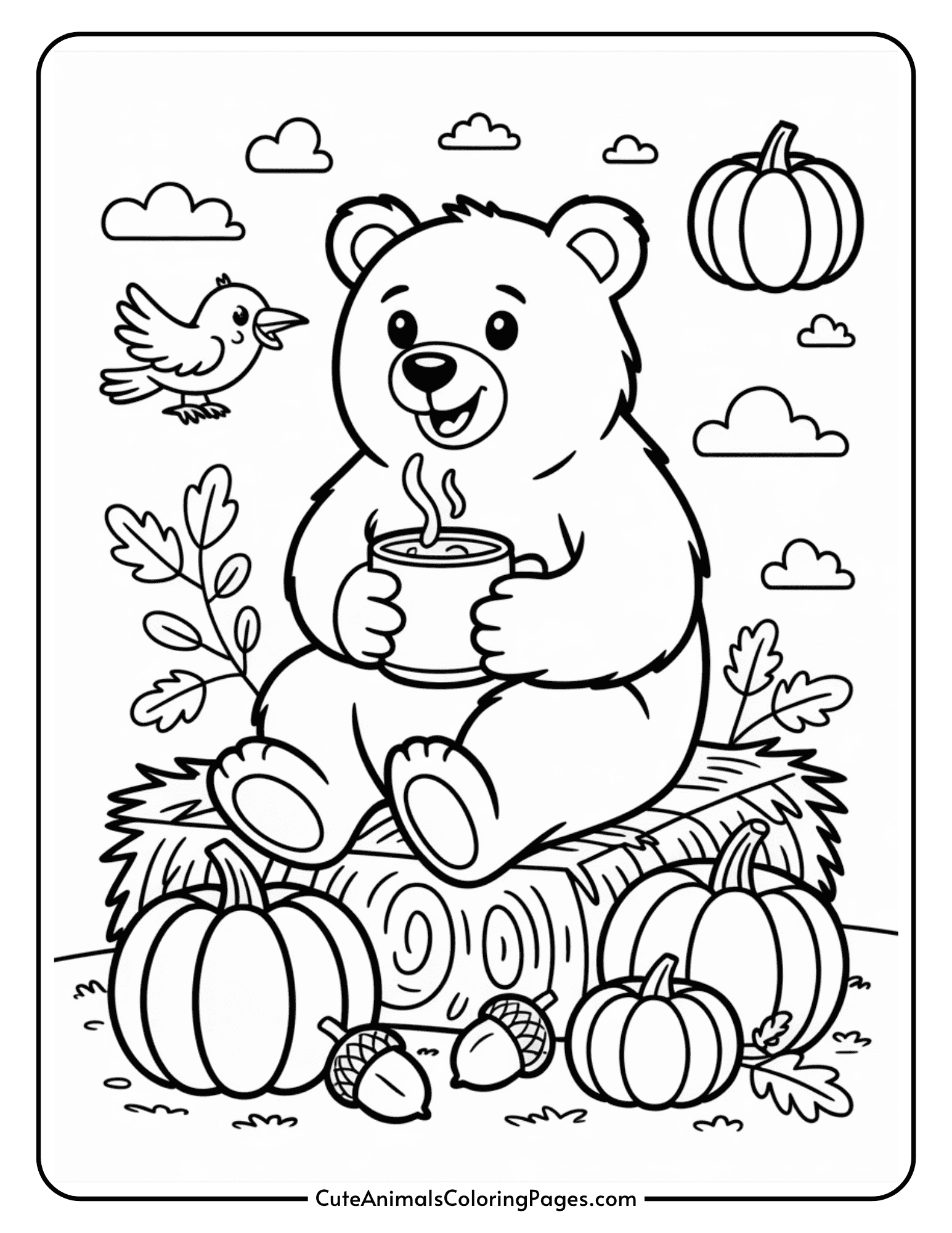 Free Fall Coloring Pages to Download (6 PDF Pages) - Cute Animals ...