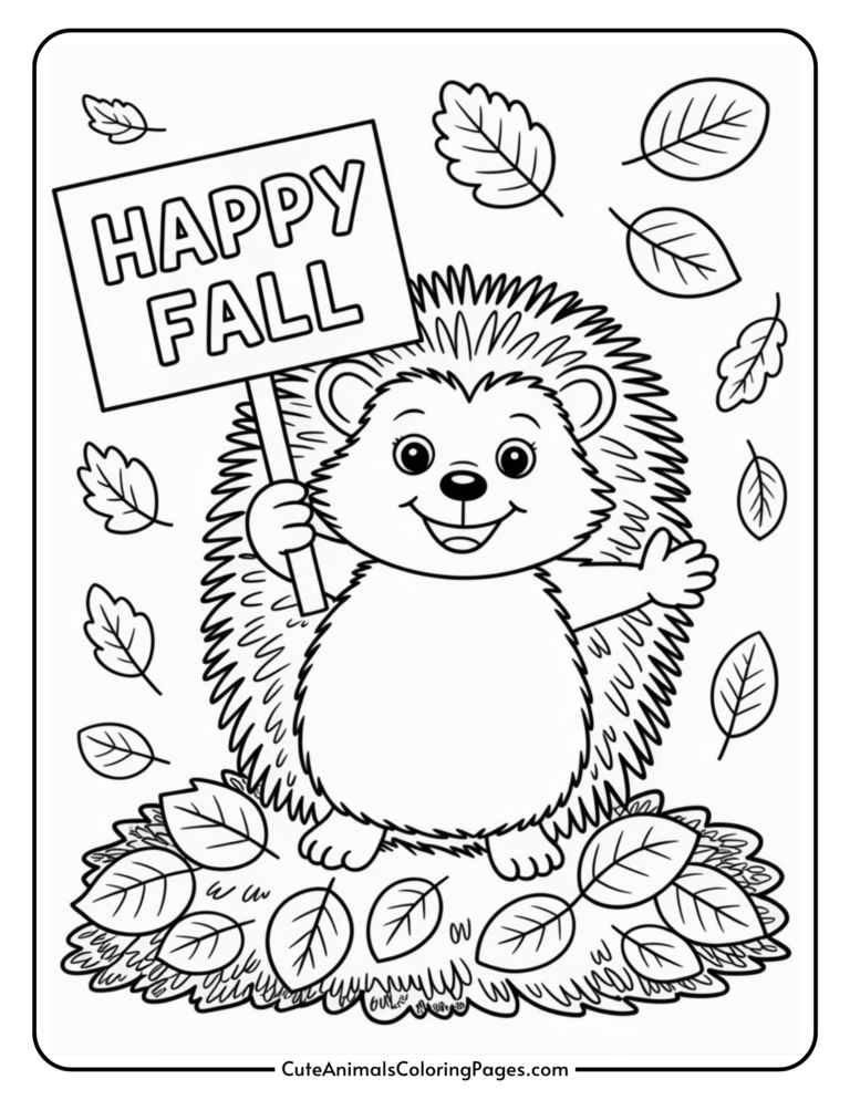 Cute Fall Coloring Pages for Kids (7 Printable PDF Pages) - Cute ...