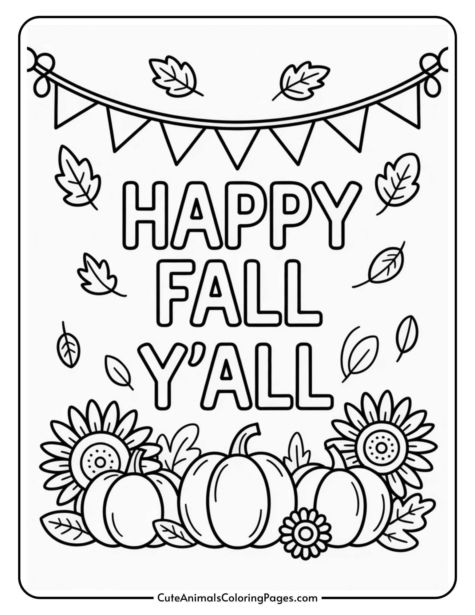 Happy Fall Coloring Pages to Brighten the Season - Cute Animals ...