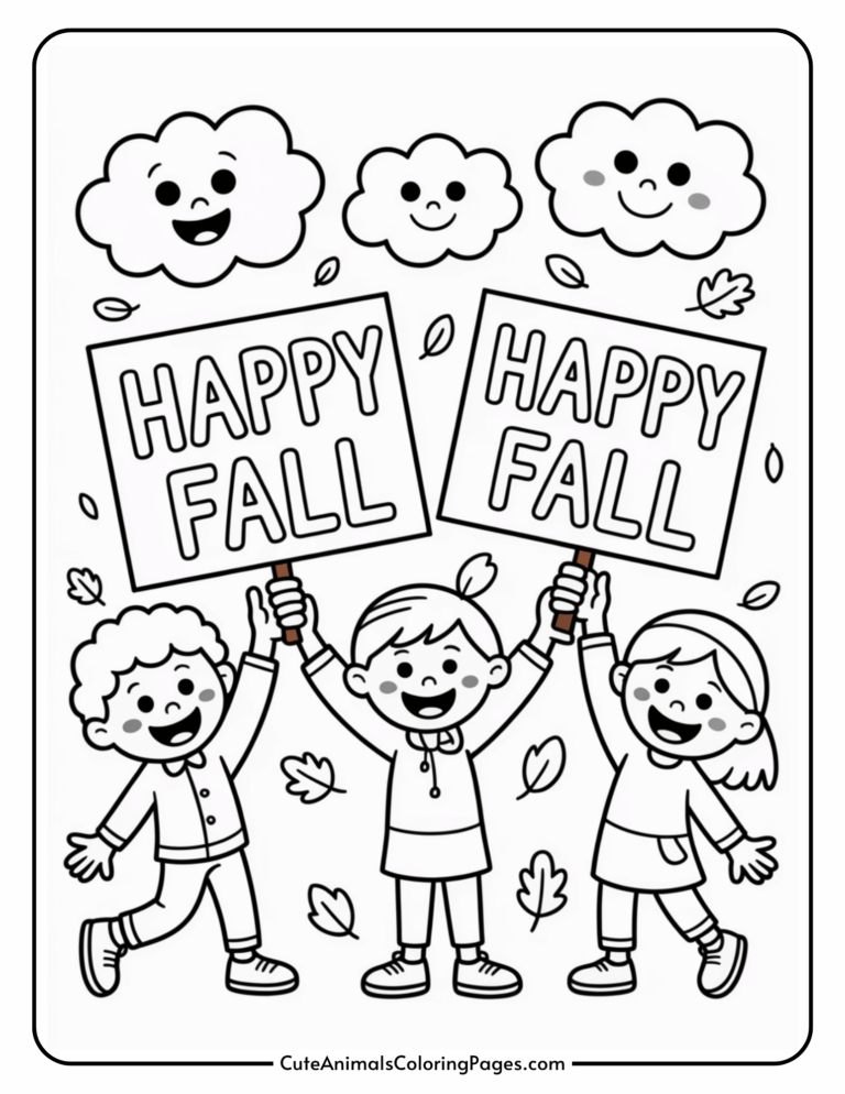 Happy Fall Coloring Pages to Brighten the Season - Cute Animals ...