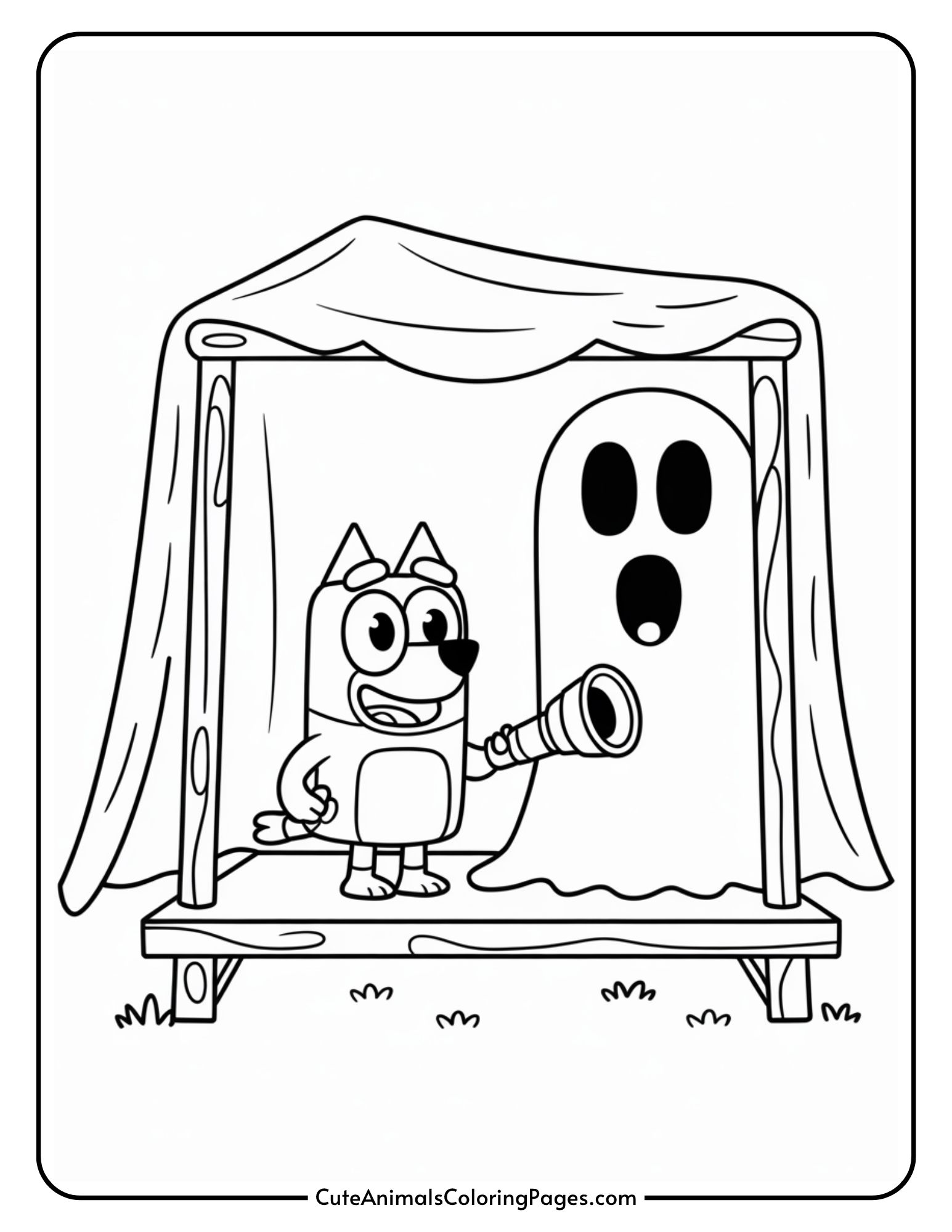 Bluey Halloween Coloring Pages Printable for Kids (6 Free Pages) - Cute ...