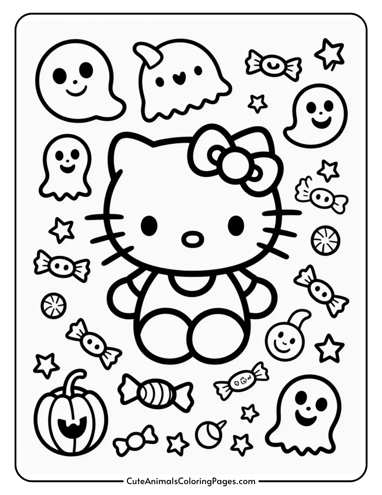 Free Printable Hello Kitty Halloween Coloring Pages (7 Pages) - Cute ...