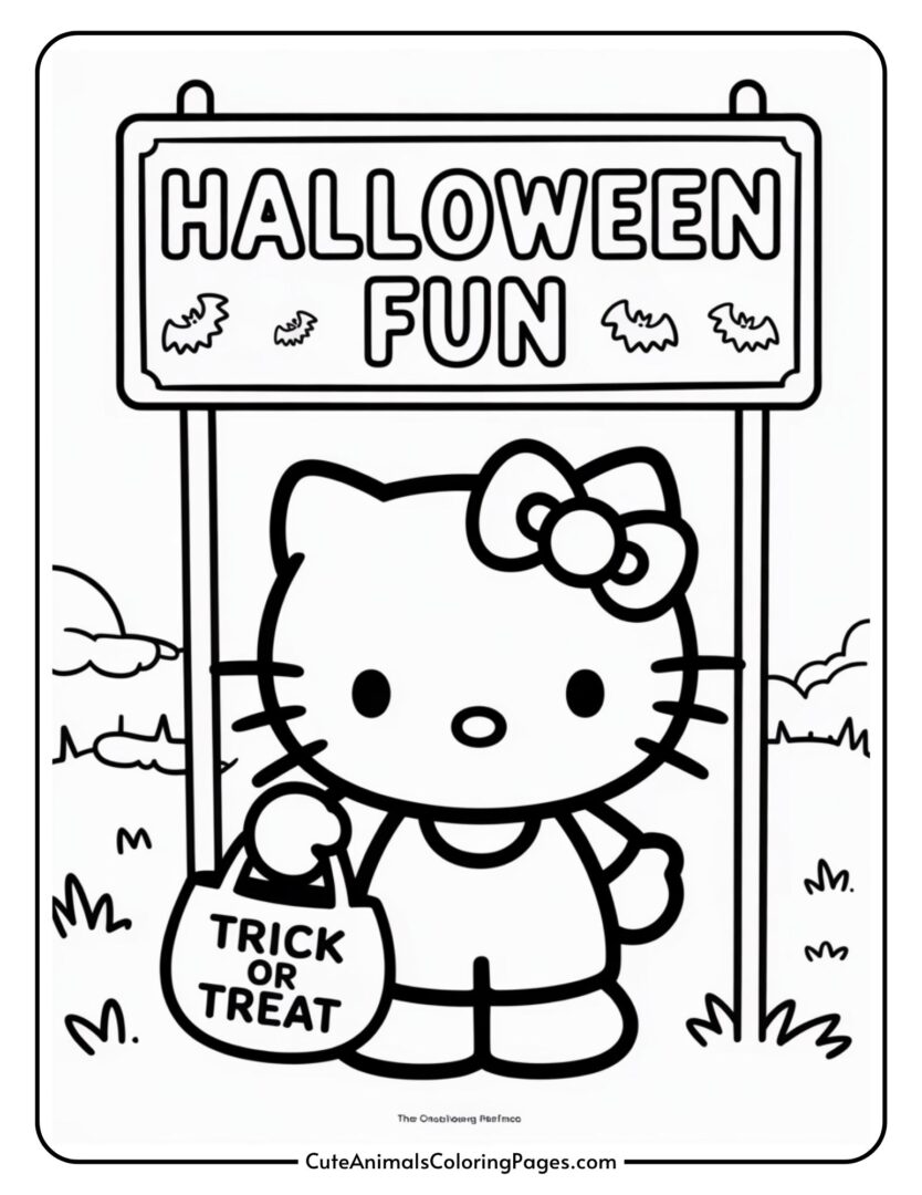 Free Printable Hello Kitty Halloween Coloring Pages (7 Pages) - Cute ...