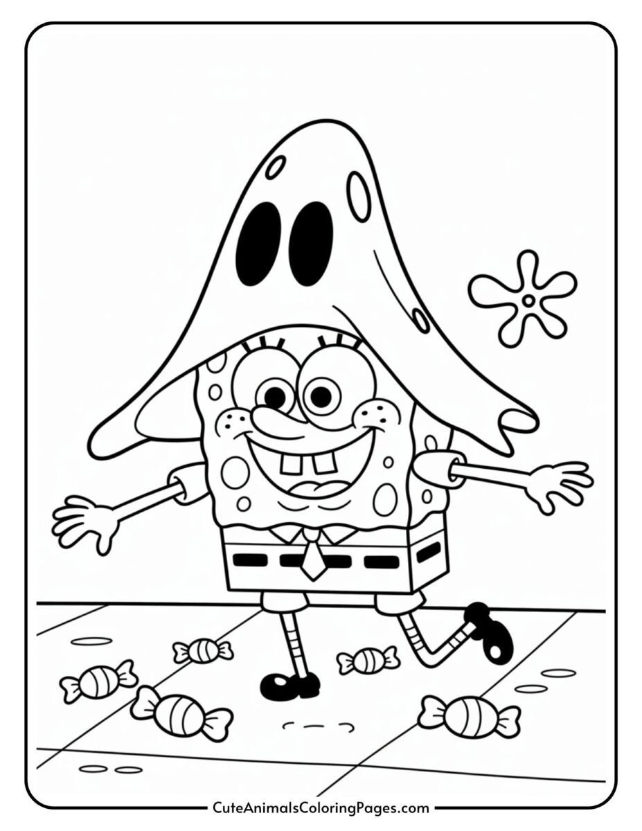 Halloween SpongeBob Coloring Pages (7 Free Printable Pages) - Cute ...