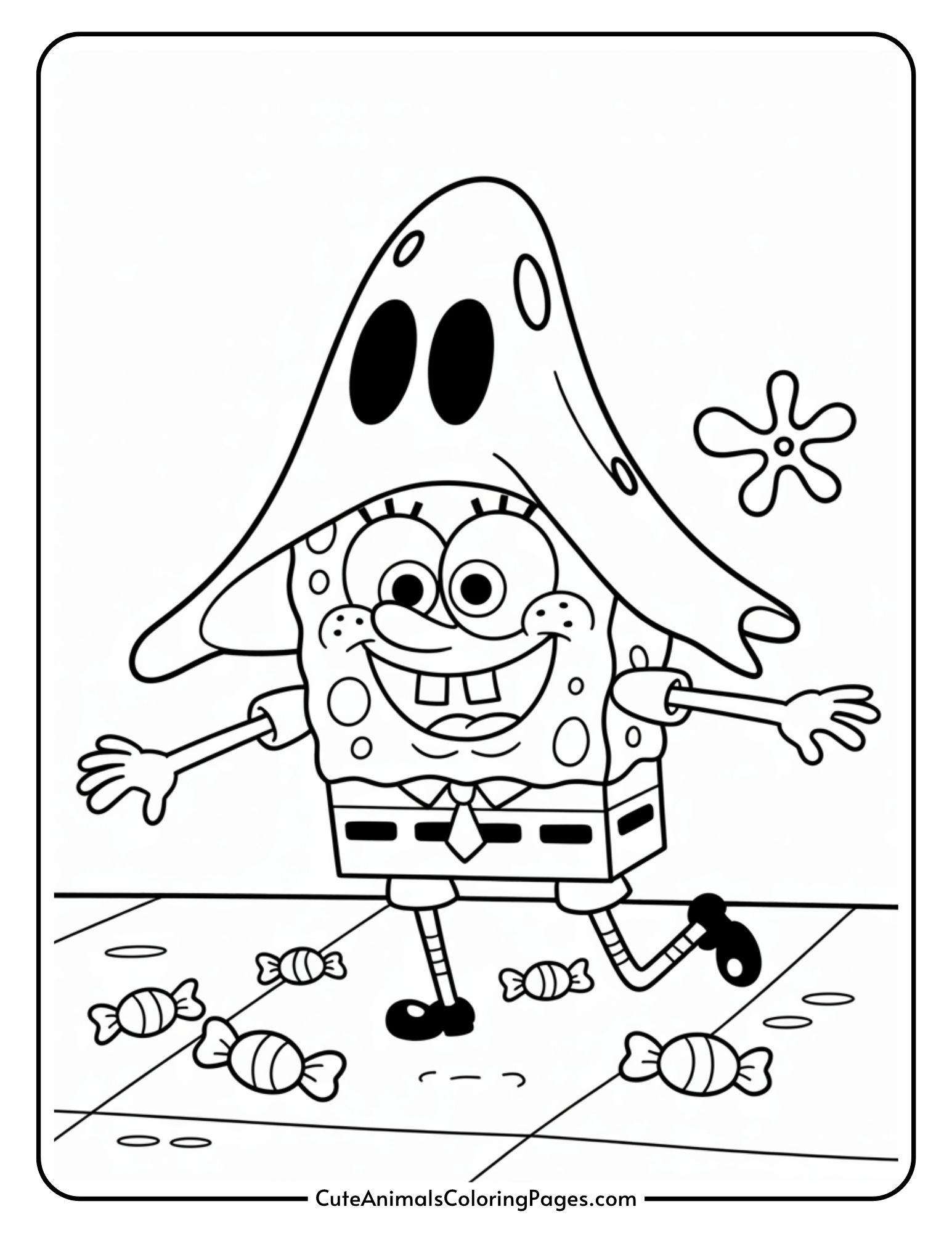 Halloween SpongeBob Coloring Pages (7 Free Printable Pages) - Cute ...