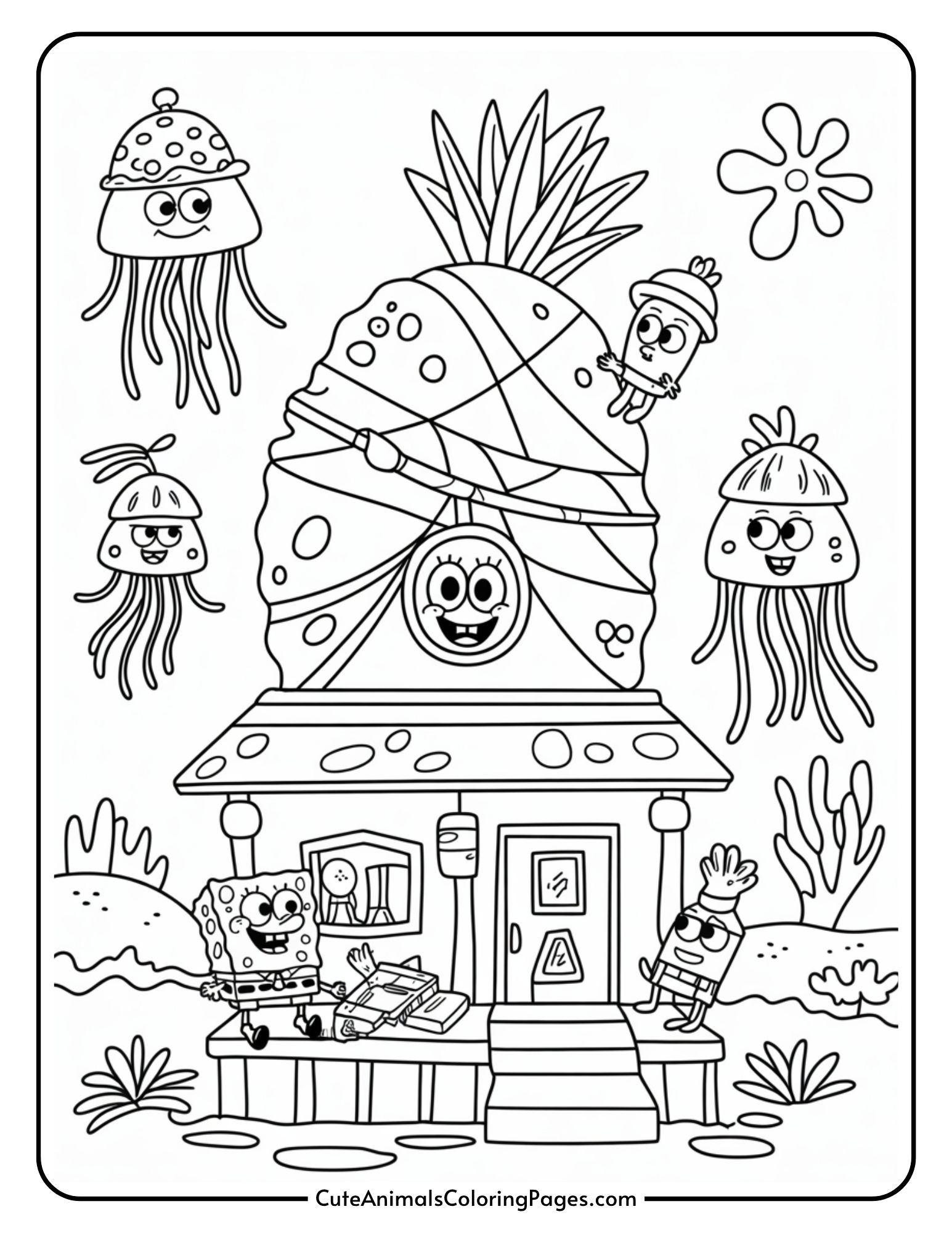 Halloween SpongeBob Coloring Pages (7 Free Printable Pages) - Cute ...