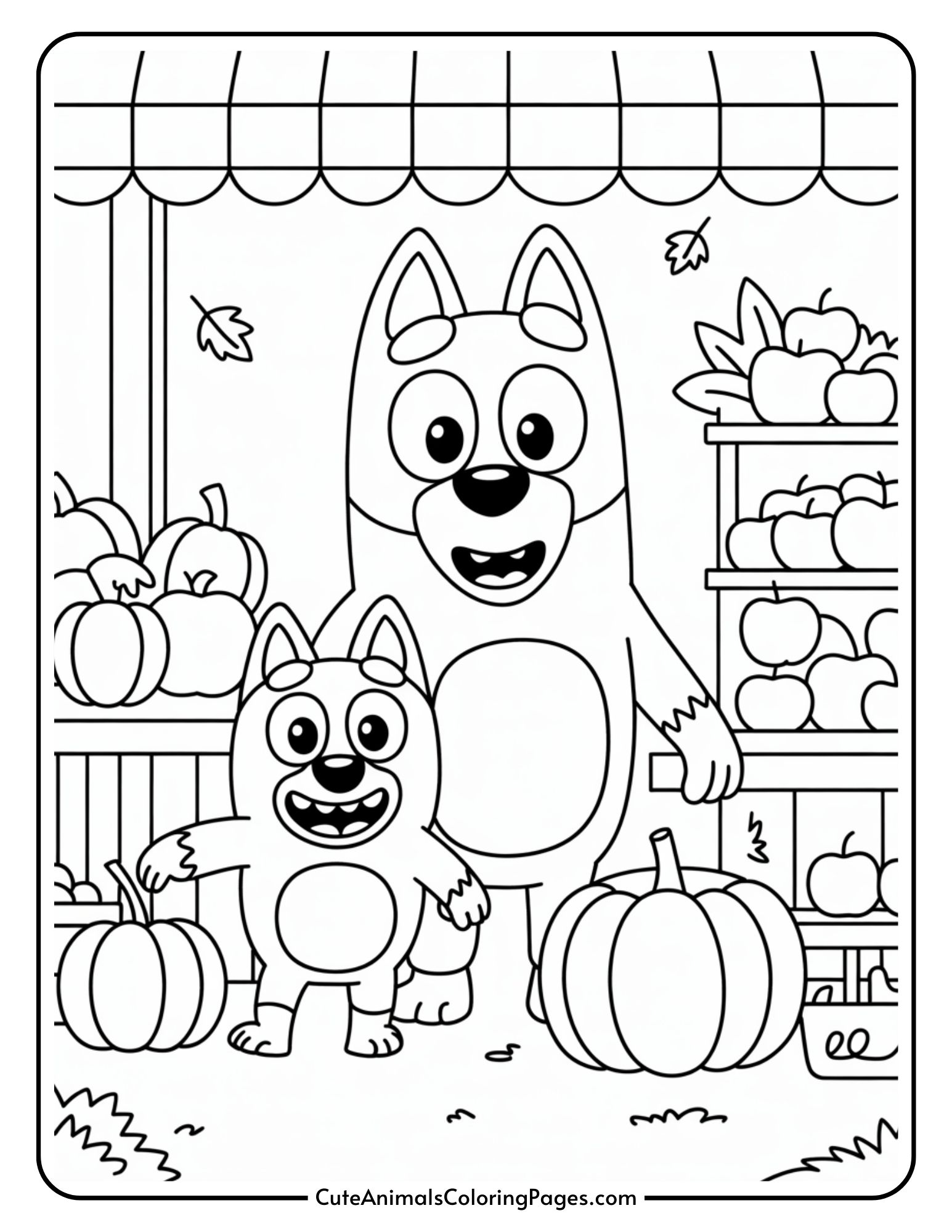 Bluey Thanksgiving Coloring Pages (8 Printable Pages) - Cute Animals ...