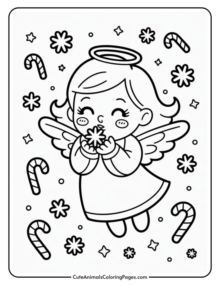 Christmas Angel Coloring Pages (7 Sheets To Color) - Cute Animals ...