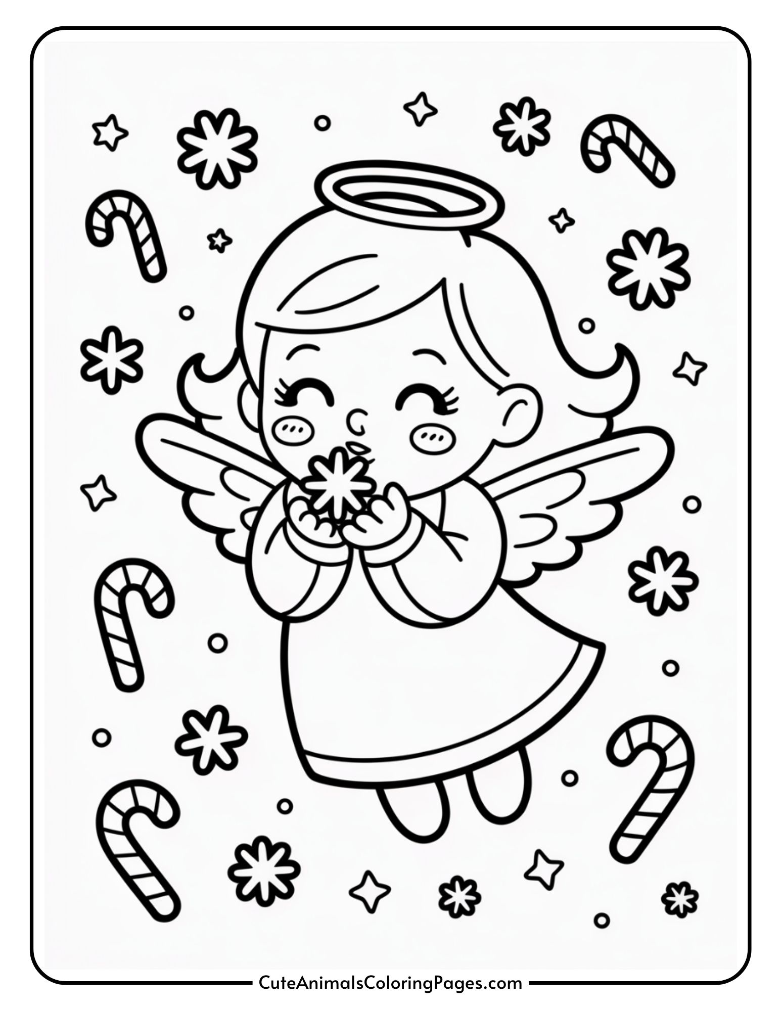 Christmas Angel Coloring Pages (7 Sheets To Color) - Cute Animals ...