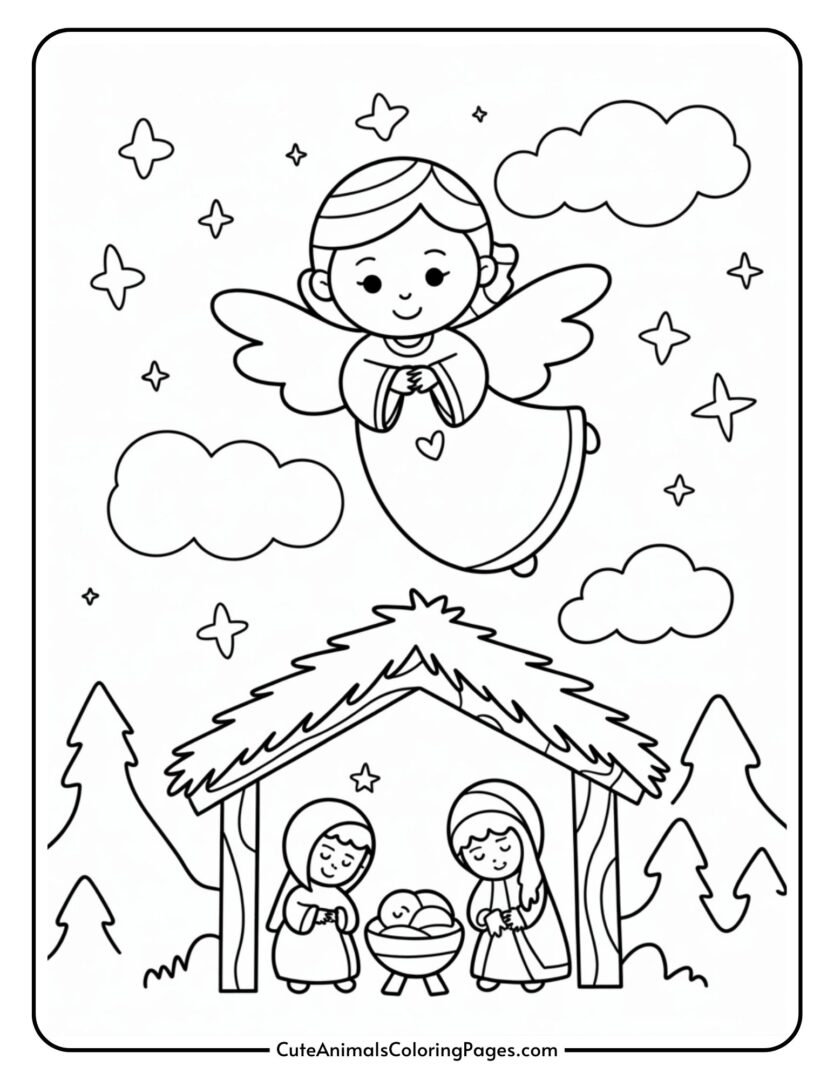 Christmas Angel Coloring Pages (7 Sheets To Color) - Cute Animals ...
