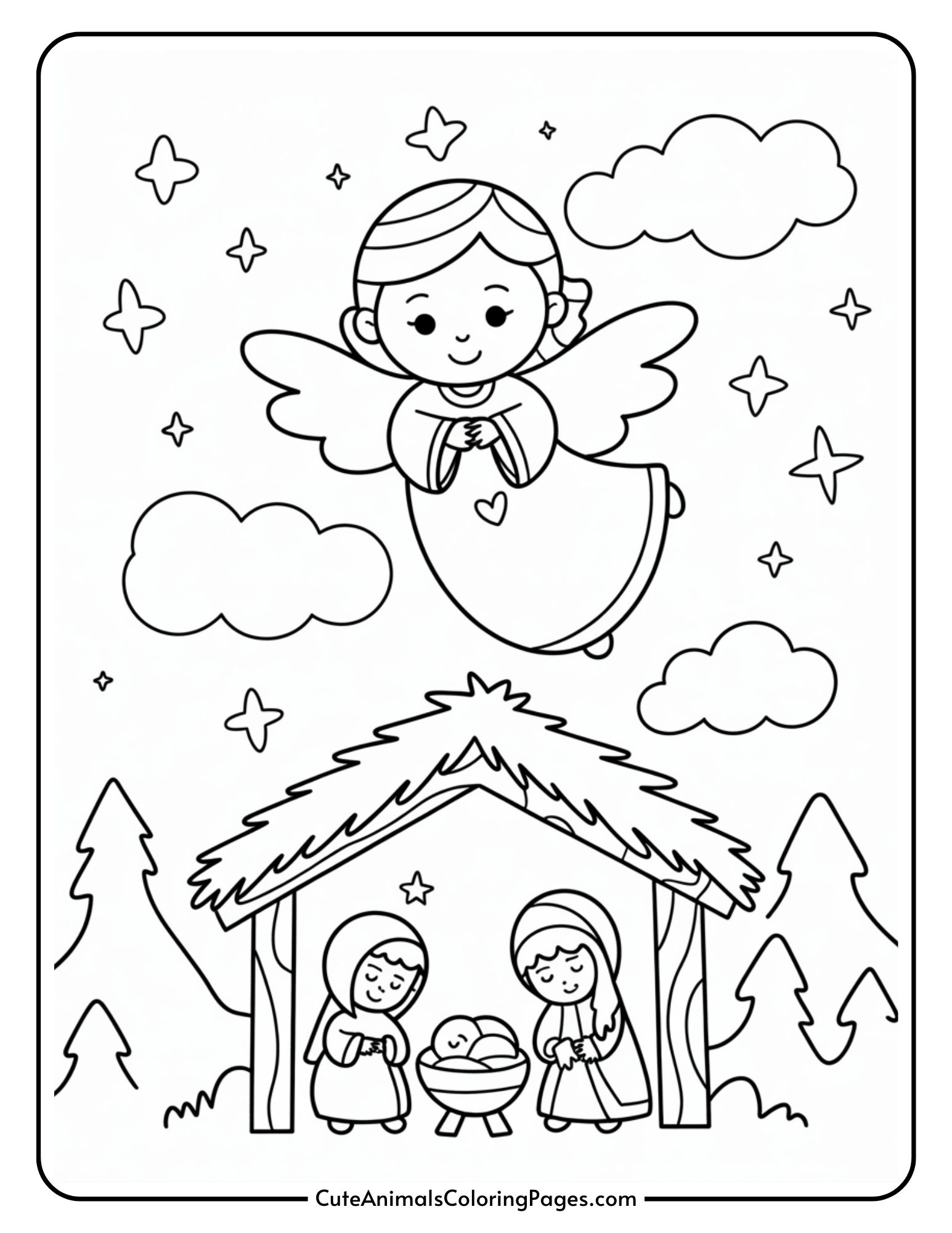 Christmas Angel Coloring Pages (7 Sheets To Color) - Cute Animals ...