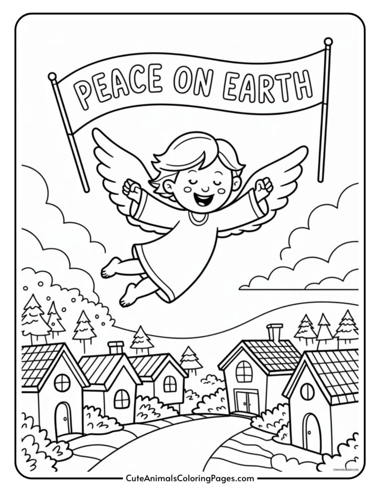 Christmas Angel Coloring Pages (7 Sheets To Color) - Cute Animals ...