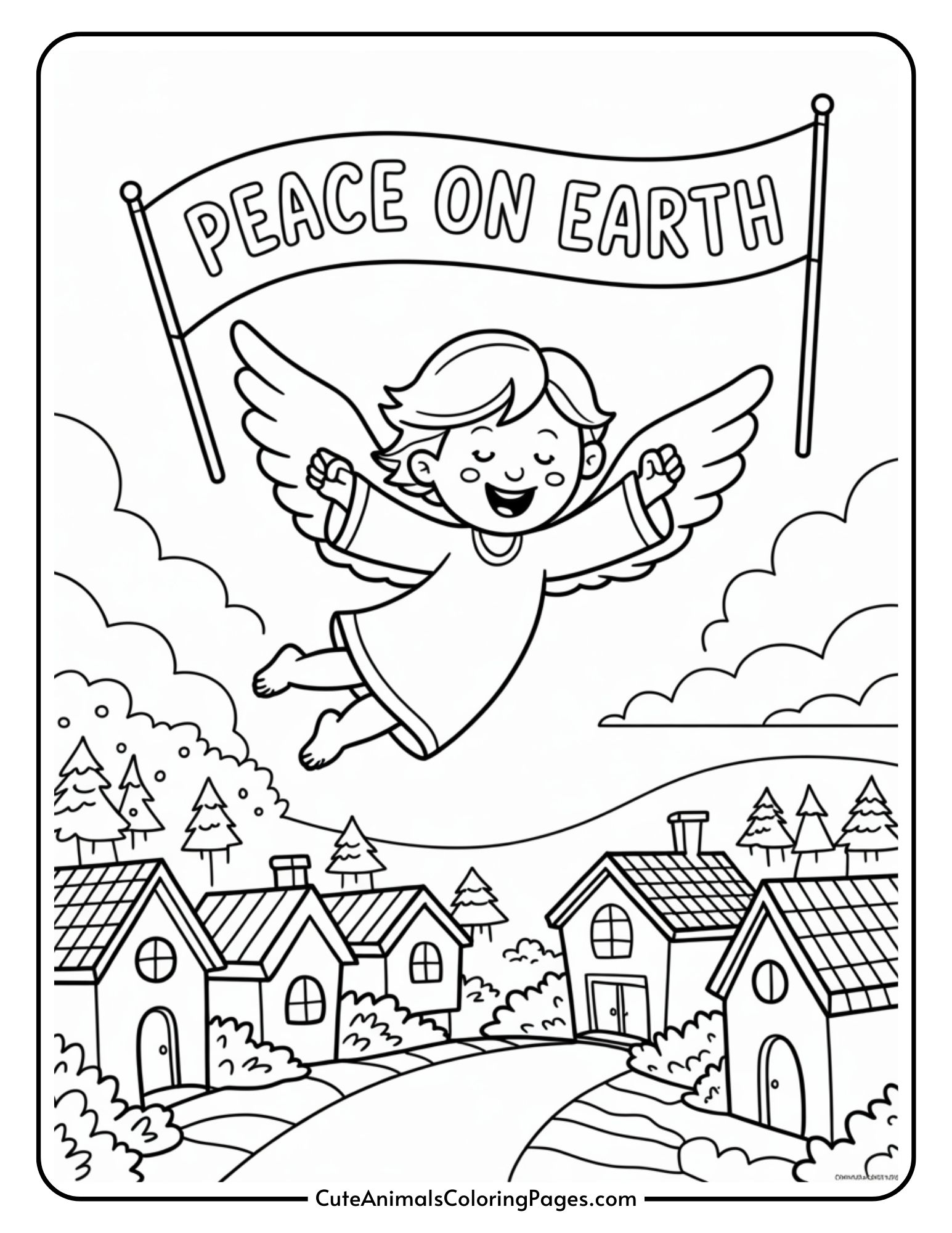 Christmas Angel Coloring Pages (7 Sheets To Color) - Cute Animals ...