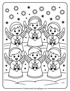Christmas Angel Coloring Pages (7 Sheets To Color) - Cute Animals ...