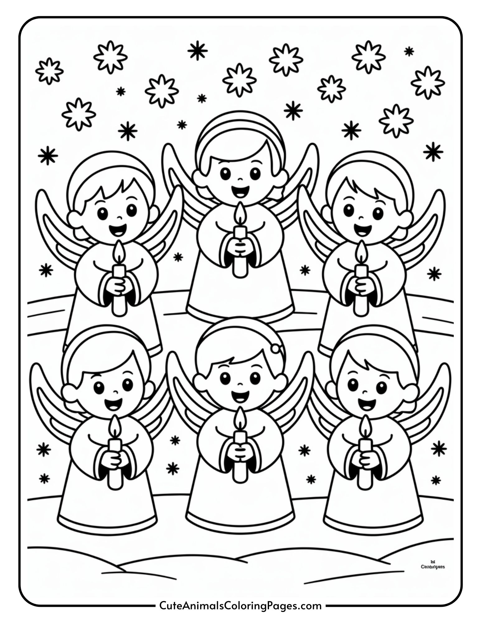 Christmas Angel Coloring Pages (7 Pages to Color) - Coloring Feel