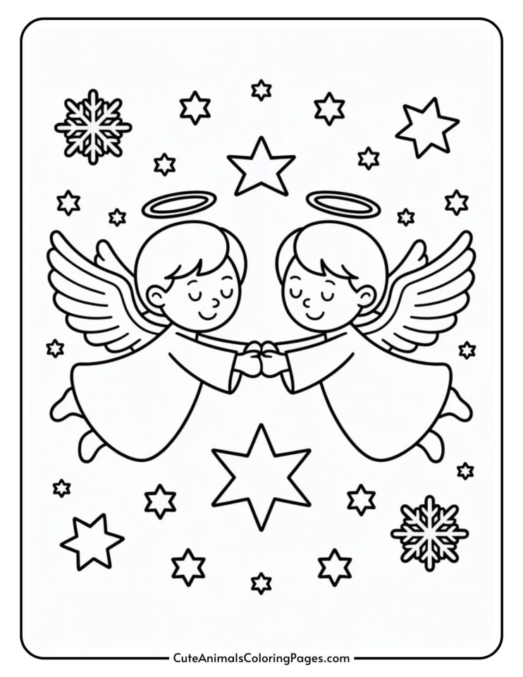 Christmas Angel Coloring Pages (7 Pages to Color) - Coloring Feel