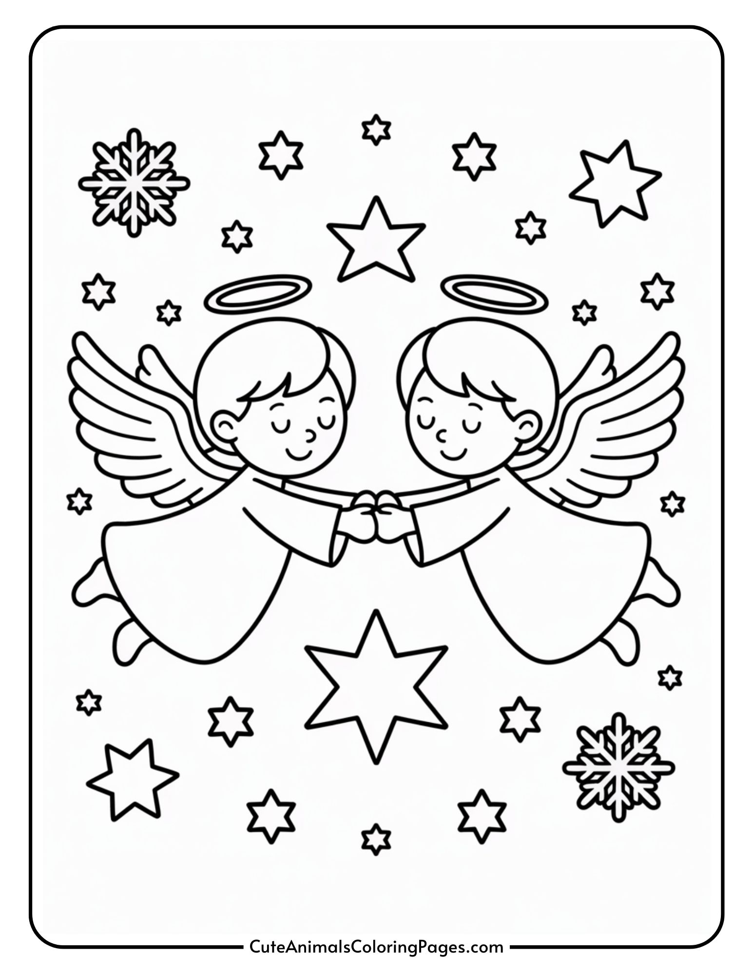 Christmas Angel Coloring Pages (7 Sheets To Color) - Cute Animals ...