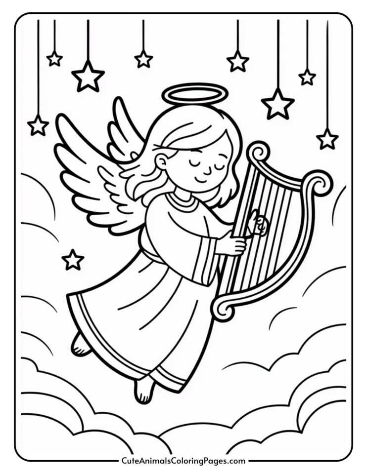 Christmas Angel Coloring Pages (7 Sheets To Color) - Cute Animals ...