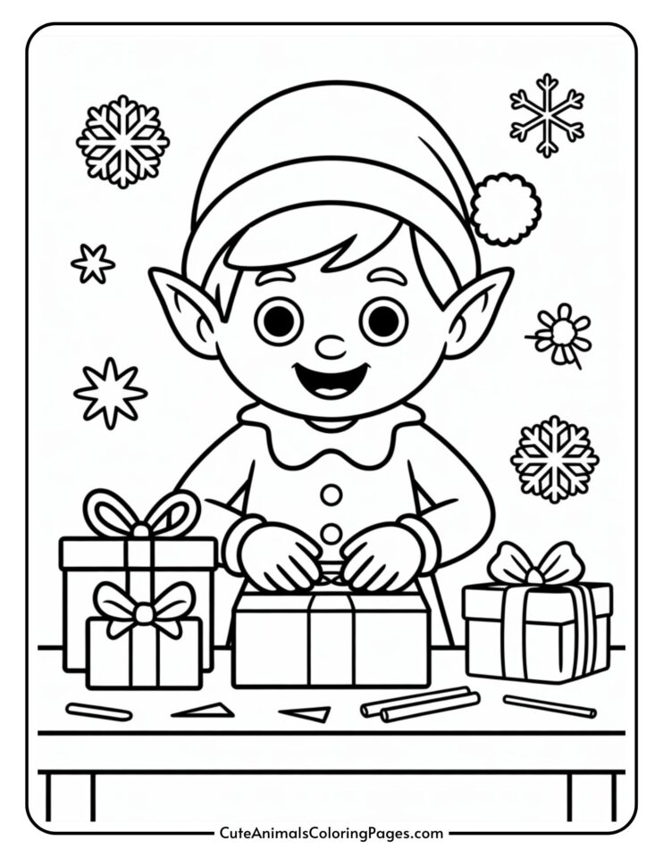 Christmas Elf Coloring Pages (8 PDF Pages To Color) - Cute Animals ...