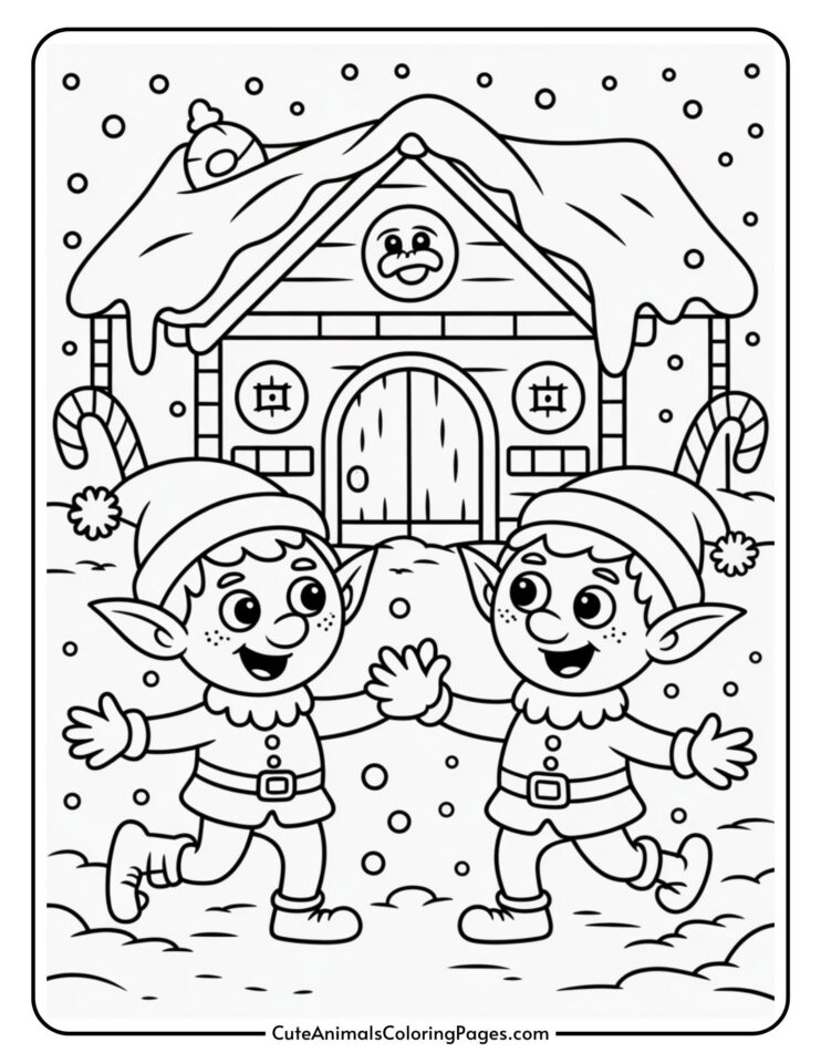 Christmas Elves Coloring Pages (8 PDF Pages For Coloring) - Coloring Feel