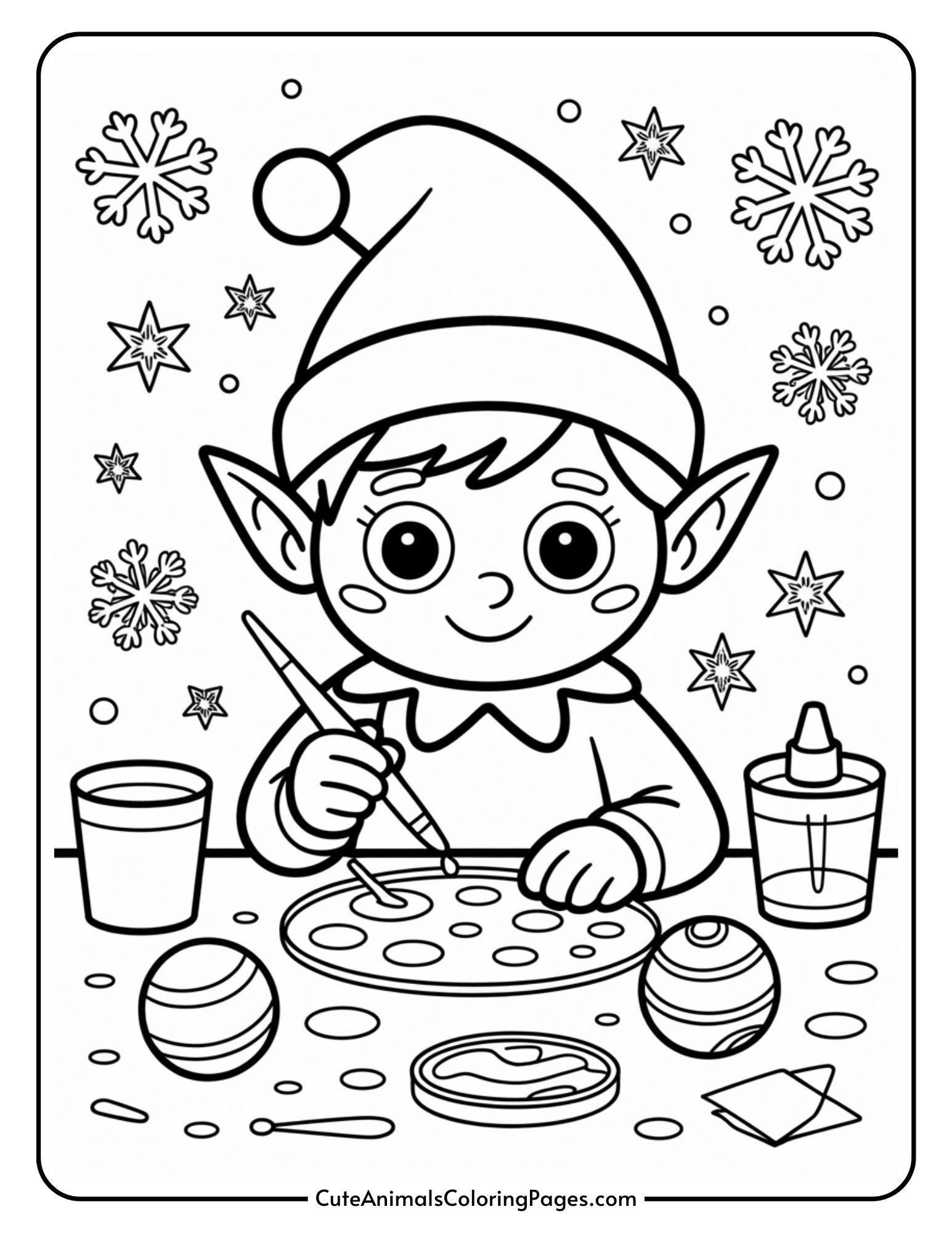 Christmas Elf Coloring Pages (8 PDF Pages To Color) - Cute Animals ...