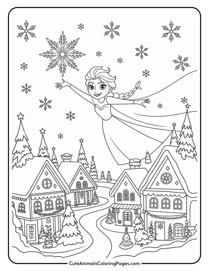 Christmas Frozen Coloring Pages (10 Pages To Print) - Cute Animals ...