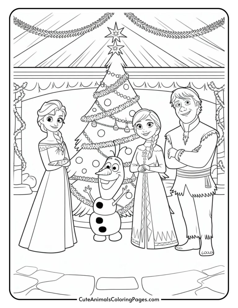Christmas Frozen Coloring Pages (10 Pages To Print) - Cute Animals ...