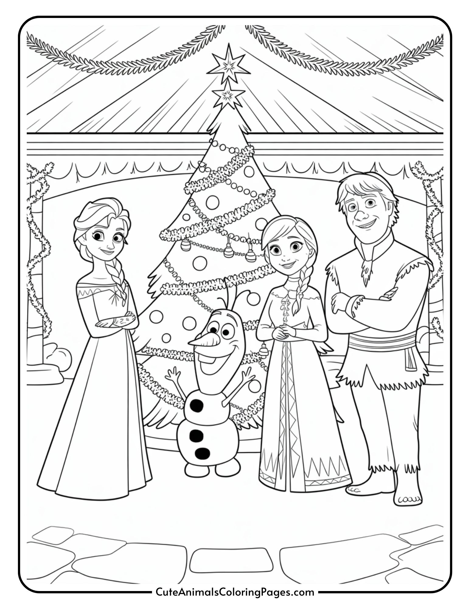 Christmas Frozen Coloring Pages (10 Pages To Print) - Cute Animals ...