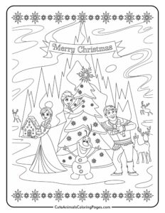 Christmas Frozen Coloring Pages (10 Pages To Print) - Cute Animals ...