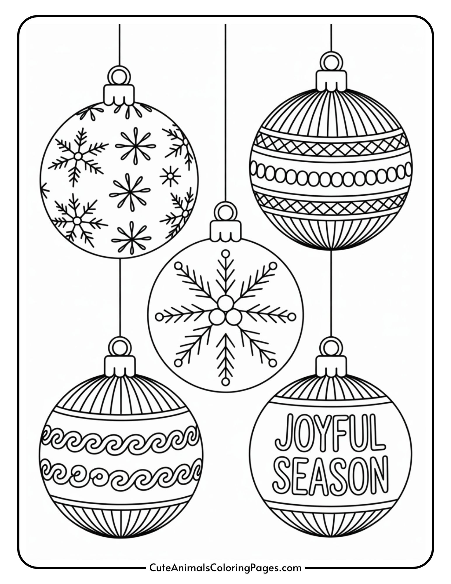 Christmas Ornaments Coloring Pages Printable (8 Pages To Print) - Cute ...
